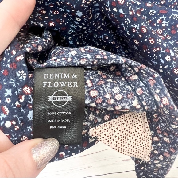 Denim & Flower | Shirts | Denim Flower Ricky Singh Mens Navy Blue Red ...